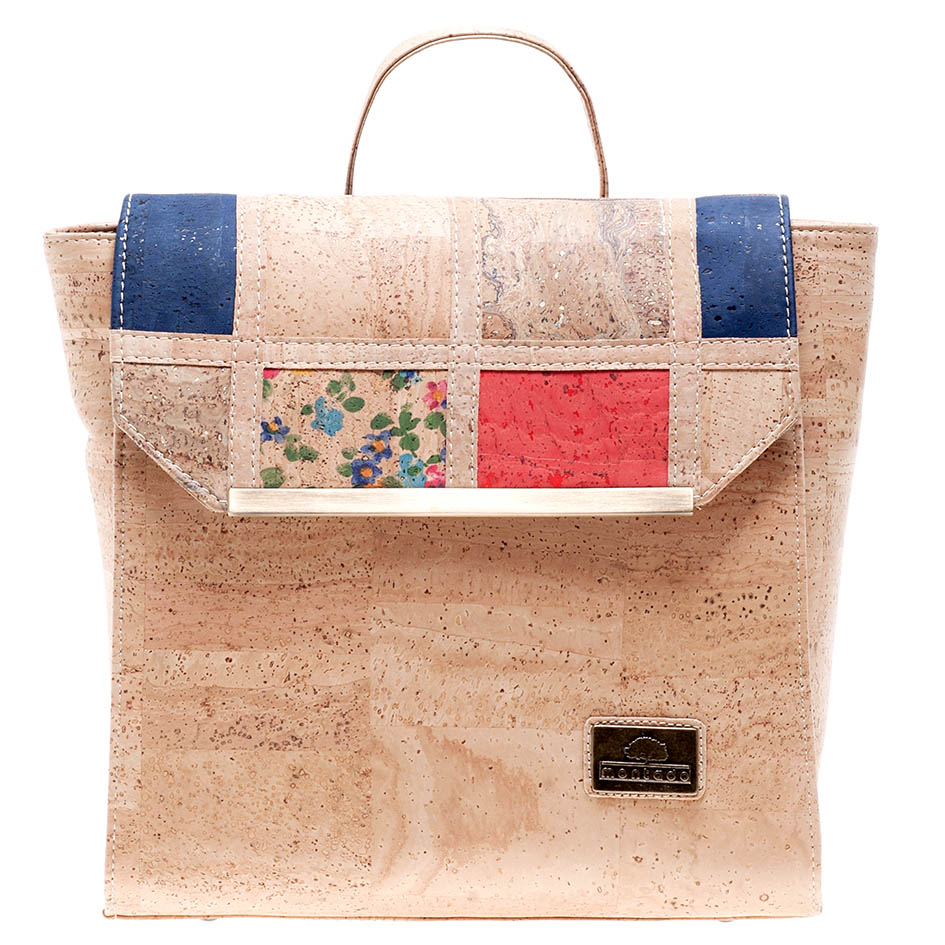 Cork Bags - Cork Backpack with Pattern Patchwork and Metal Detail ...